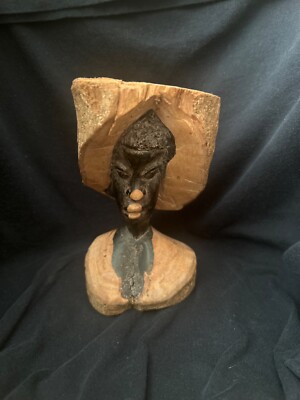 Vintage Hand Carved Ebony Wood Sculpture Makonde Maasai WOMAN Tanzania ...