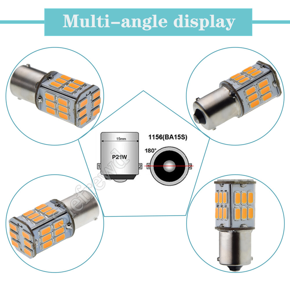 2Pcs 6 Volt LED Car Bulbs 1156 BA15S Amber Orange Indicator Turn Signal ...