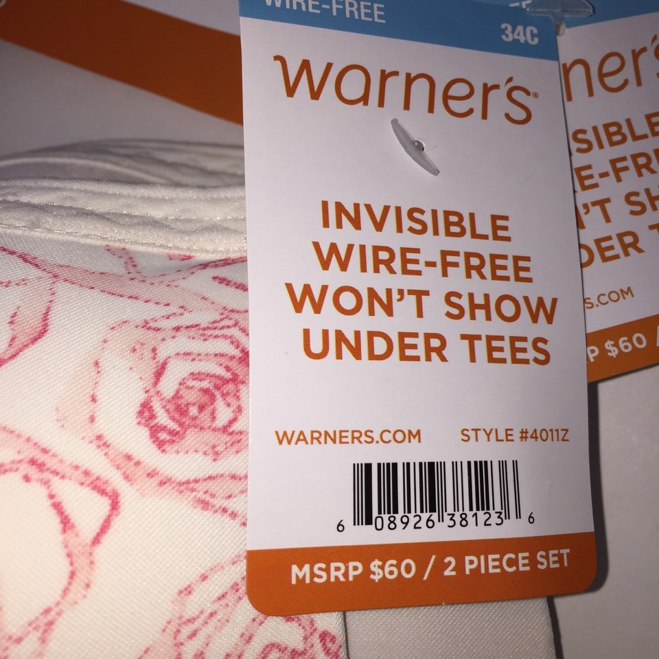 Warner's Bra Wirefree Padded Seamless Cup Invisible Lined TWO 2 TShirt ...