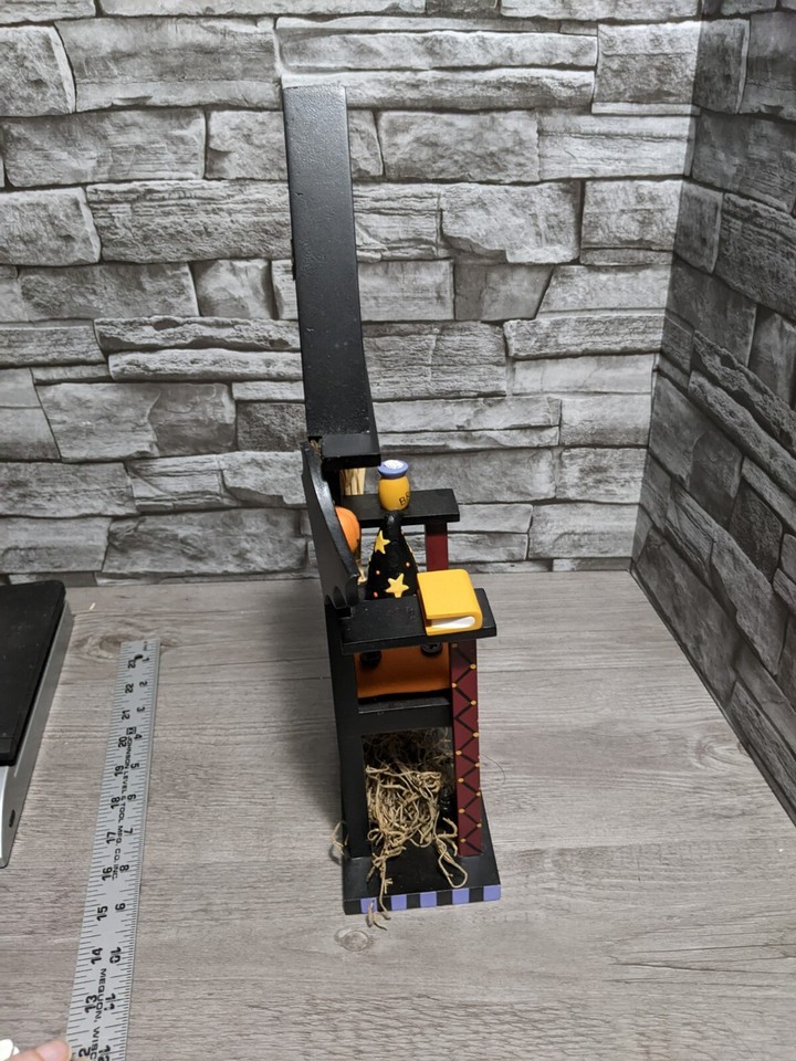 15.25" Wood Sit A Spell Witch Chair Figurine Wall Table Decor Halloween ...