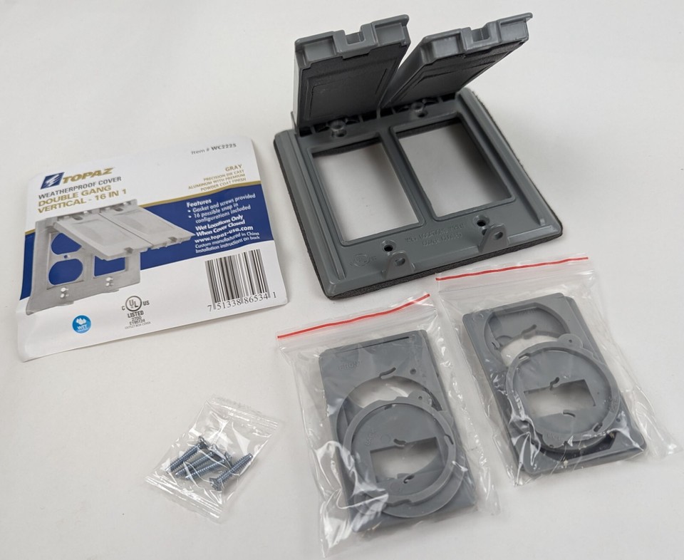 2 Topaz WC2225 Outdoor 2-Gang Flip Weatherproof Metal Cover Gray ...