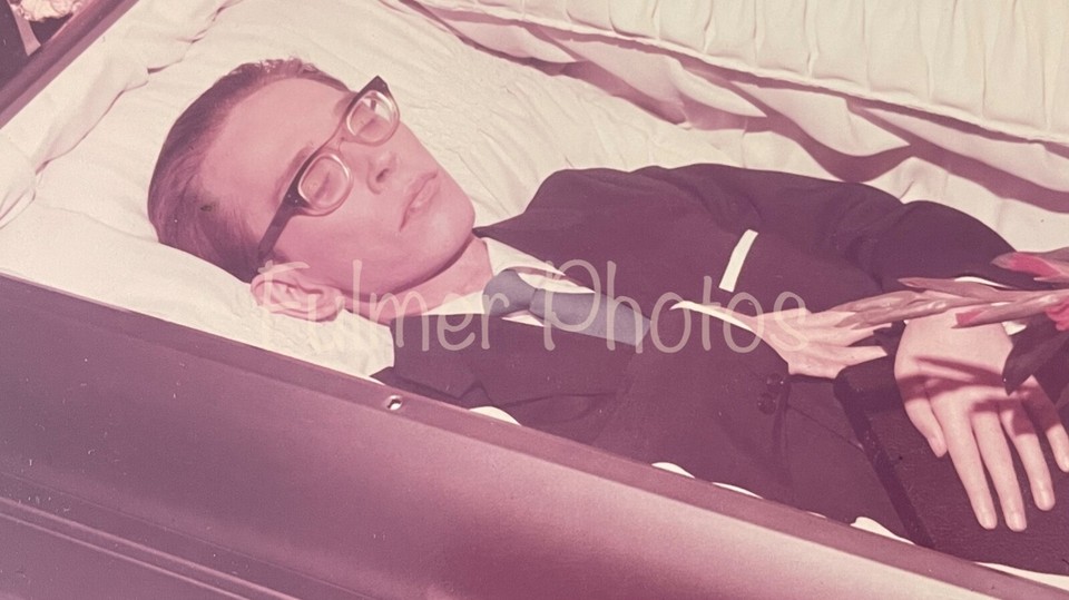 Rare Post Mortem Boy young Man Funeral Coffin 1970s Color Photo ...