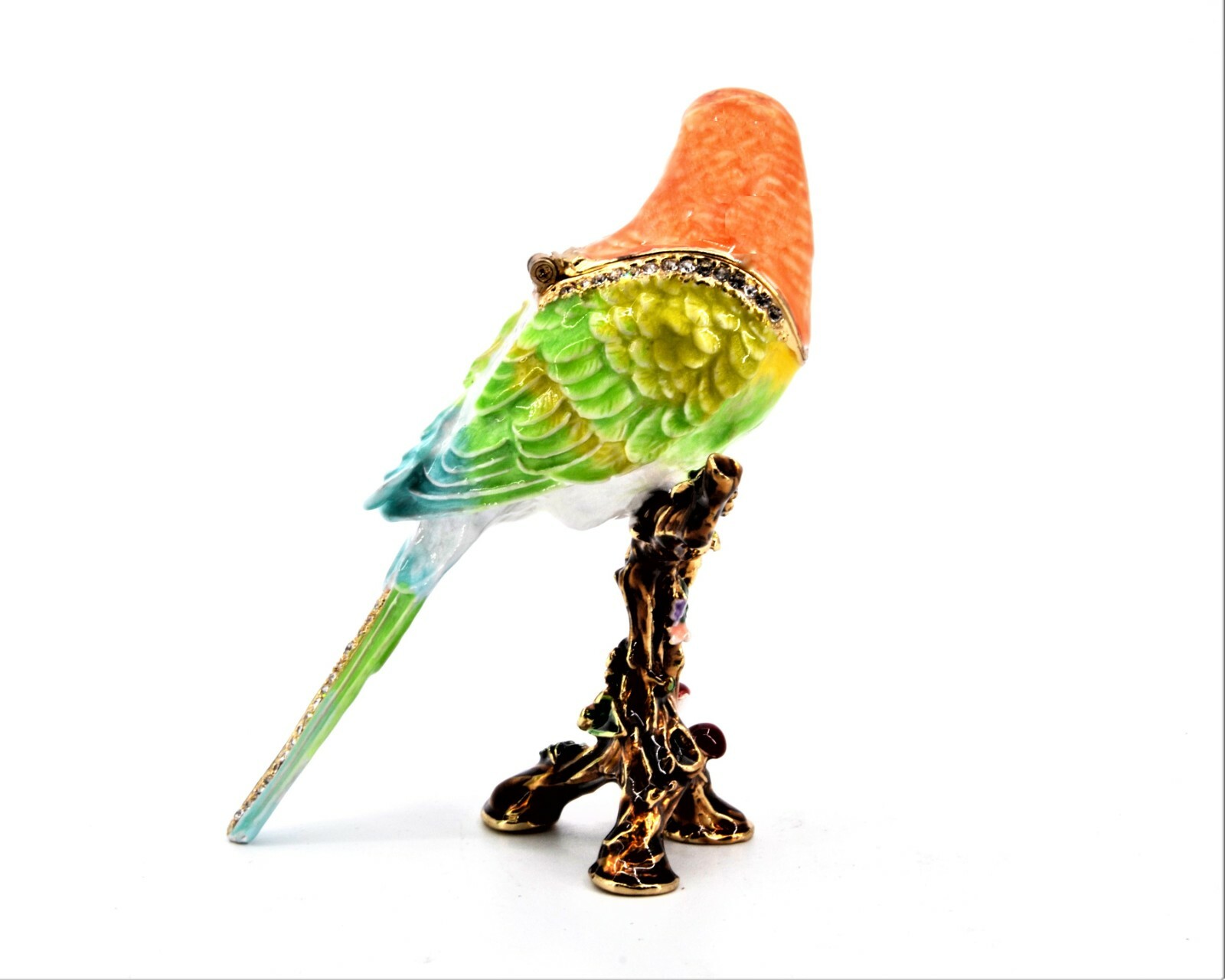 Bejeweled Parakeet on Branch Trinket Box. Made with Swarovski Crystals ...