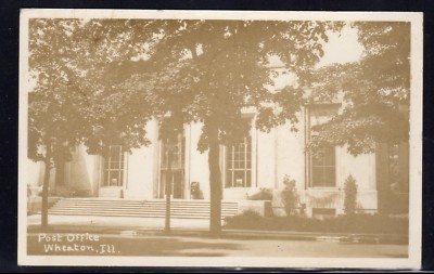 Wheaton IL Post Office Real Photo Used 1938 b394 | eBay