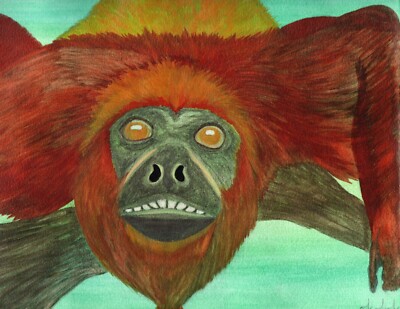 Red Howler Monkey, an original watercolor painting by prison inmate ...