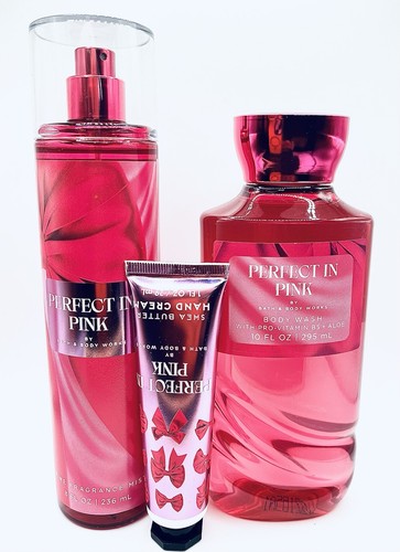 Bath & Body Works Perfect In Pink Mist + Body Wash & Hand Cream 3 Piece ...