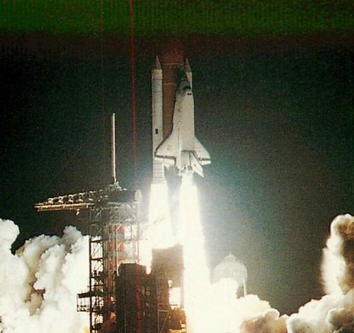 Space Shuttle Discovery Lift Off Night Kennedy Nasa Postcard Vintage ...