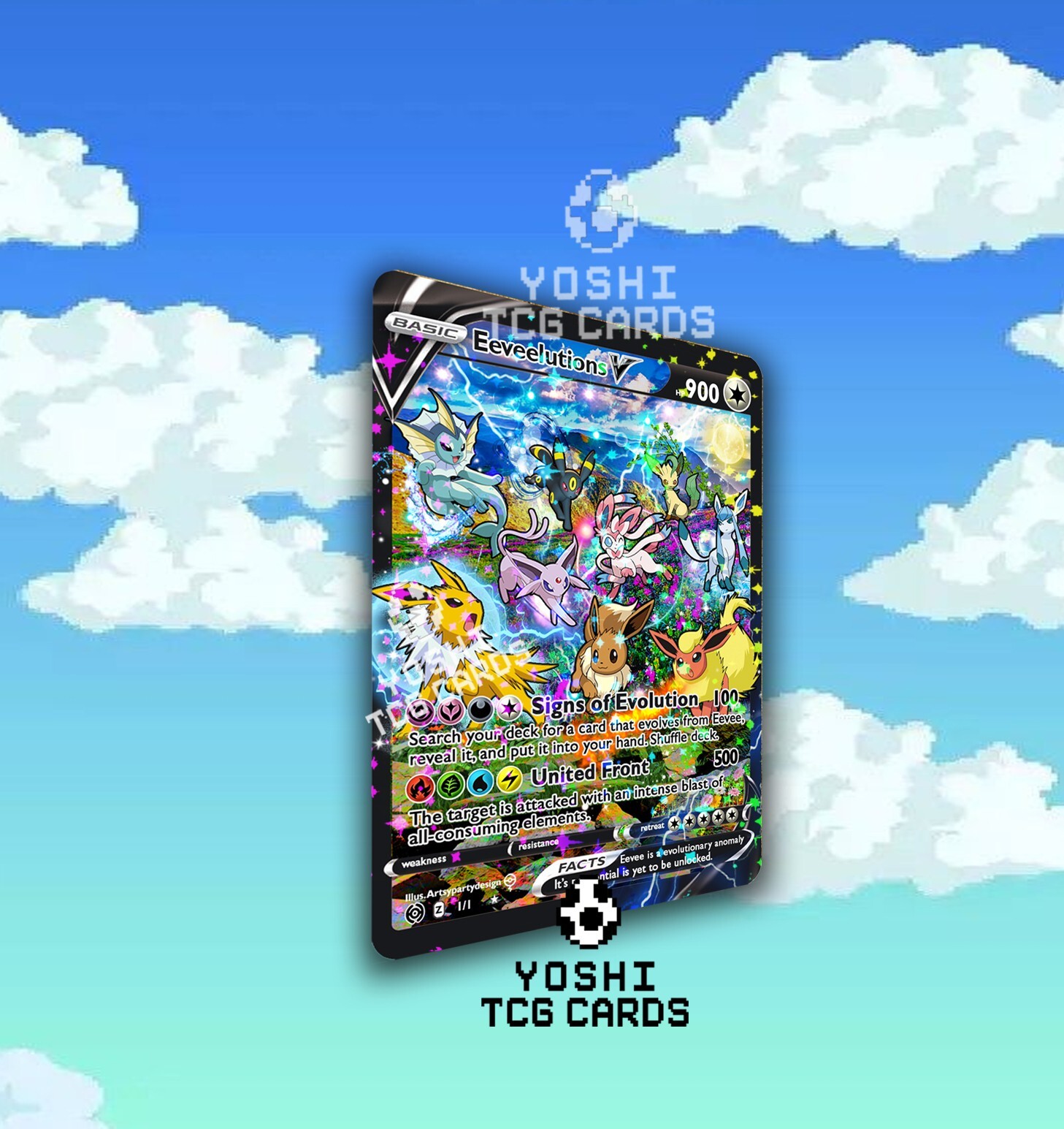Pokemon Eeveelutions Custom Artwork Holo Card ACG DIY Craft Card Custom ...