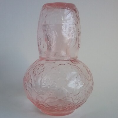 Pink Glass Floral Tumble Up Carafe Set | eBay