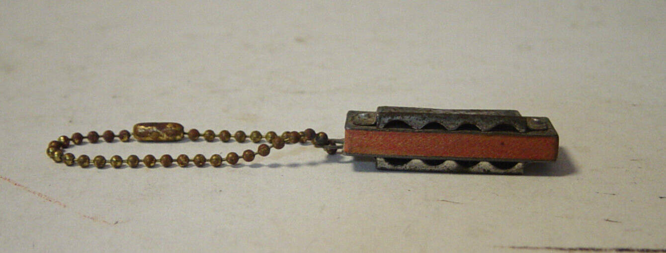 Vintage Music Harmonica Key Chain Ring Japan Wood Metal Bubble Gum ...