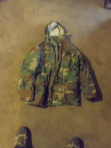 US Military Army Camo Cold Weather BDU Winter Hood Field Jacket Size ...