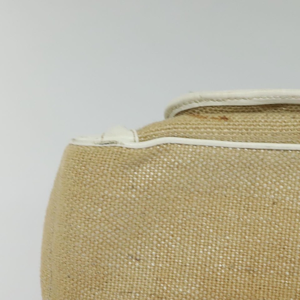 CELINE Hand Bag Straw Leather Beige Silver Auth 122443 | eBay