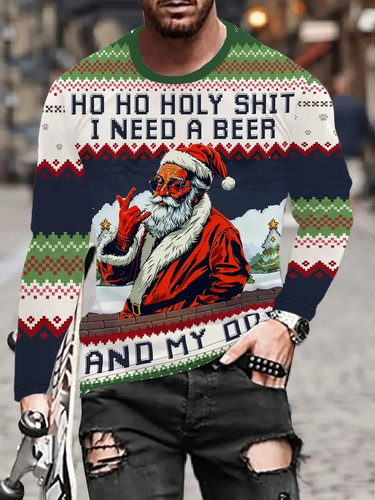 Christmas Cheers with Santa and a Cold Beer Ugly Sweatshirt | eBay