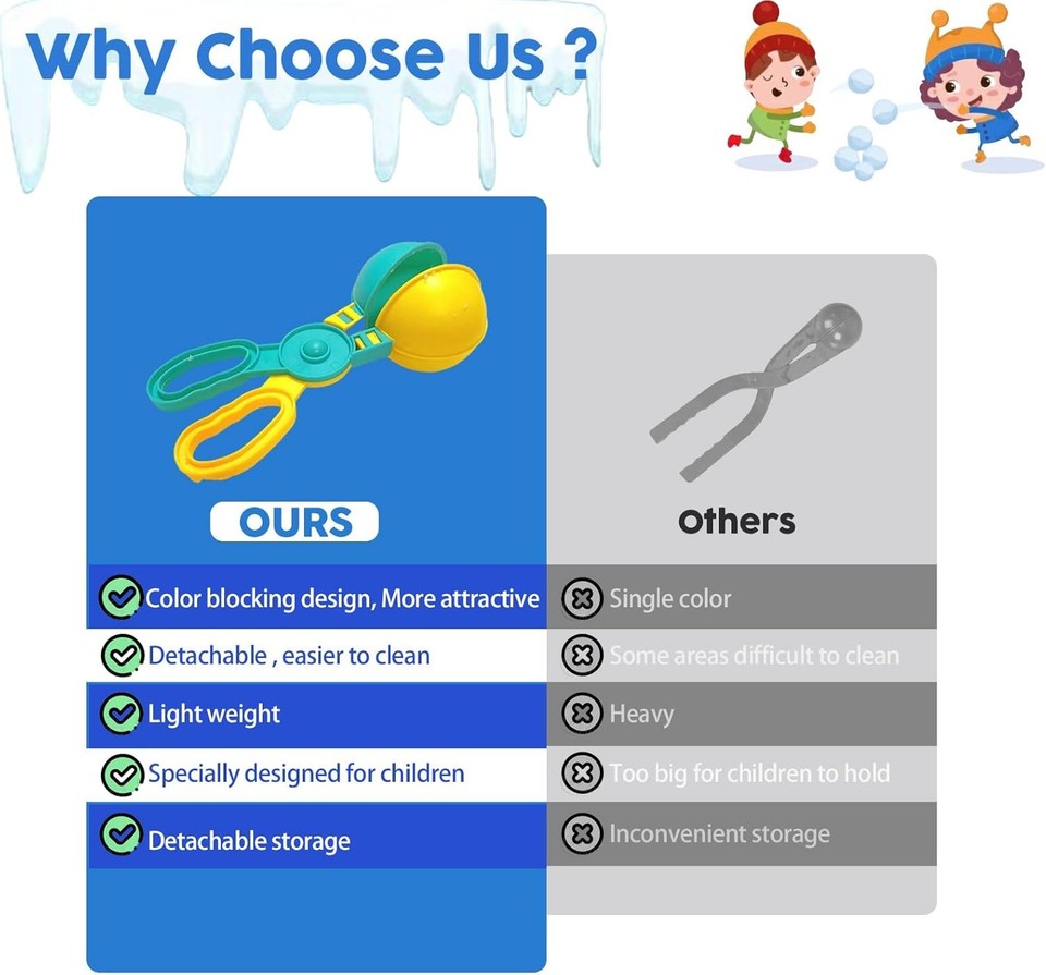 Snowball Maker 4 pcs Winter Snowball Tool Kit with Handle for Snow Ball ...