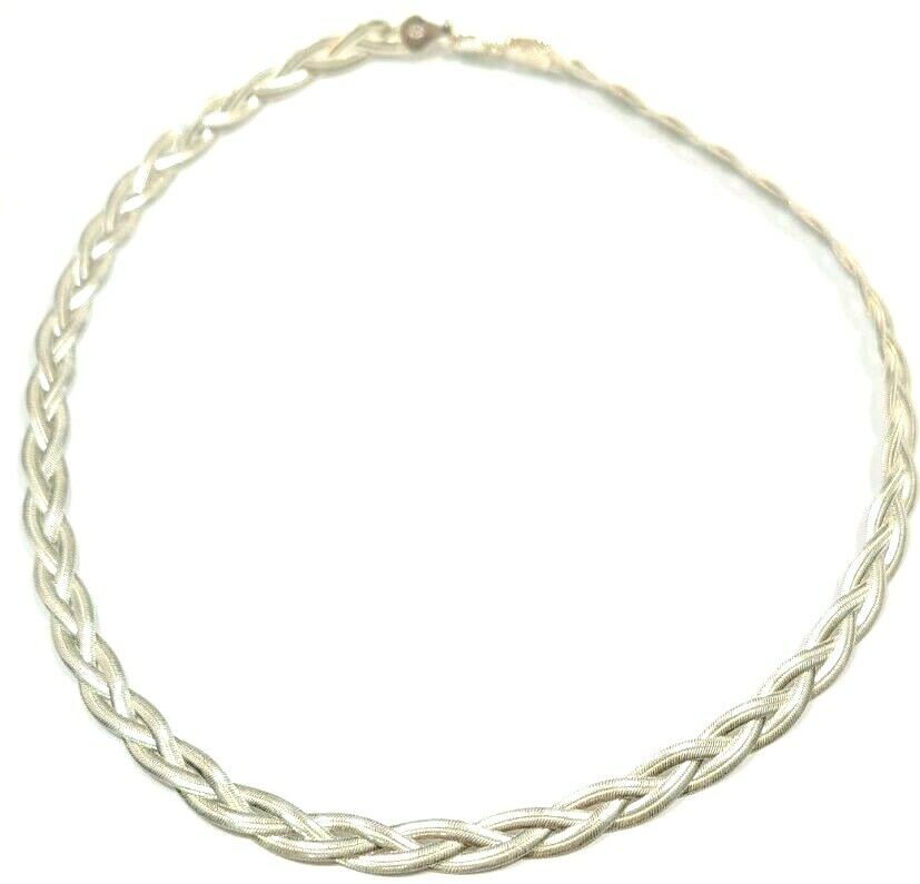 FAS Sterling Silver Braided Herringbone Necklace 16 I… - Gem