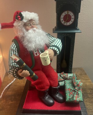 Vintage 90s Holiday Creations 12” Santa Musical Clock Display Plays ...