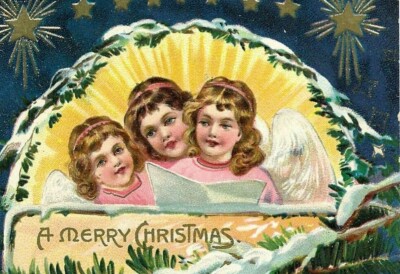 1907 to 1915 Raphael Tuck 3 childlike angels vintage Christmas postcard ...