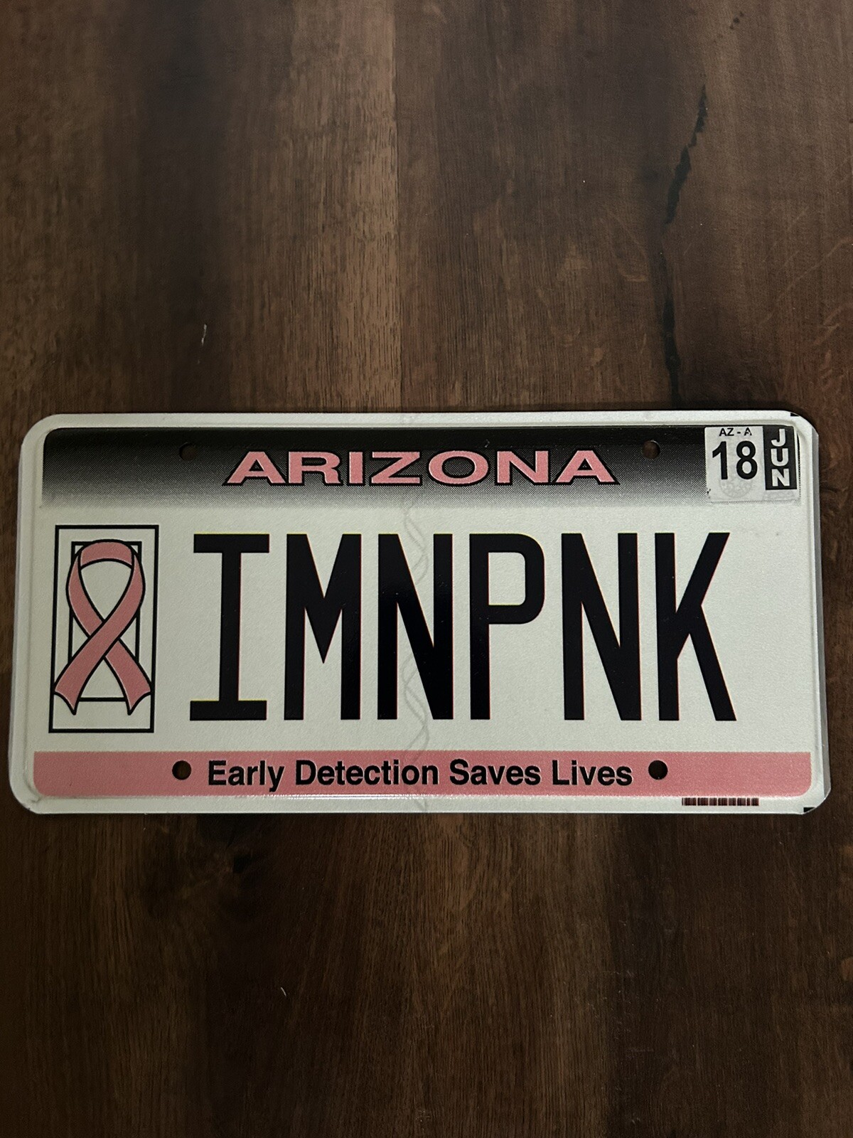 Retired Black Pink Arizona Vanity License Plate IMNPINK (I'mInPink ...