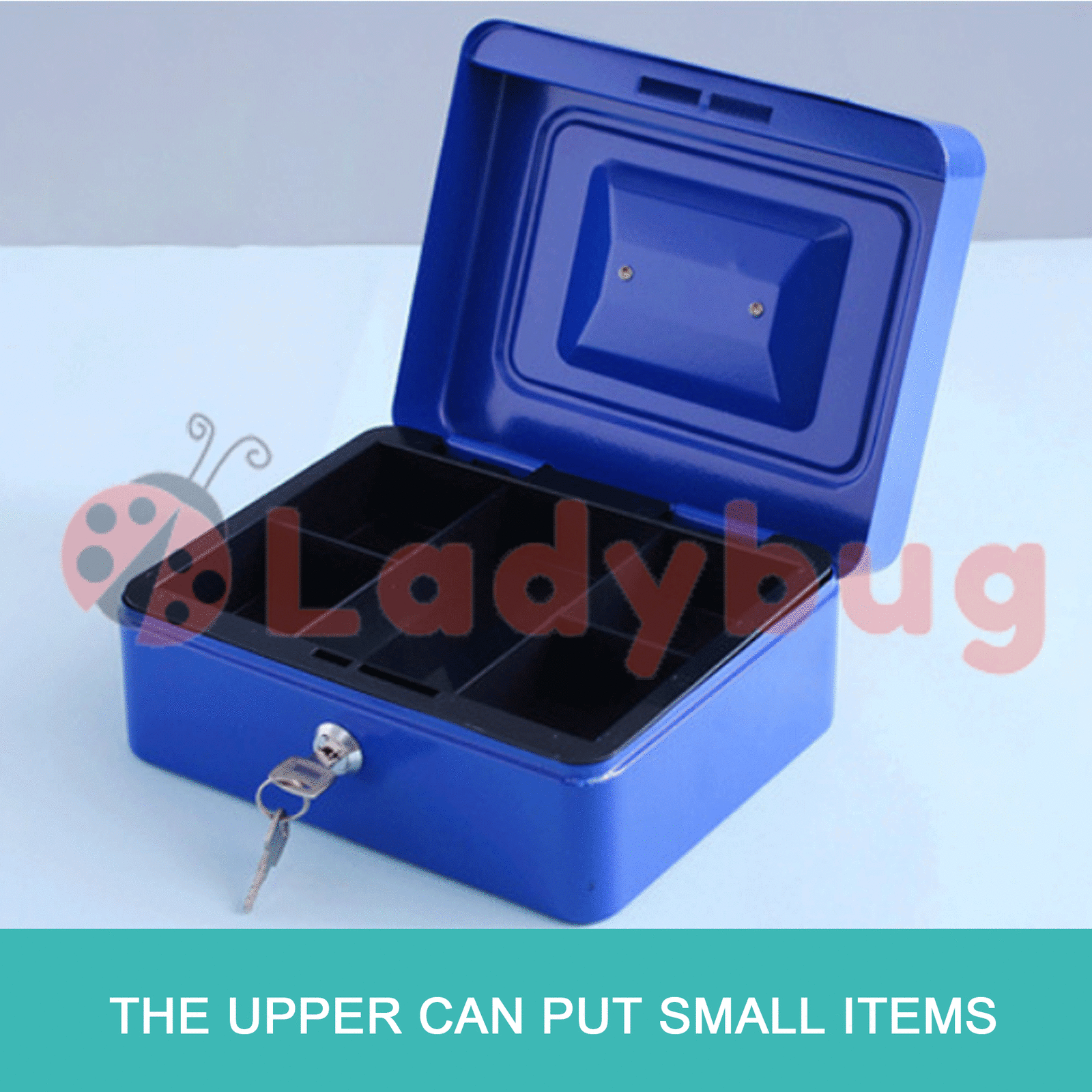 Cash Box Safe Coin Box Metal Lock Security Saving Bank with Storage ...