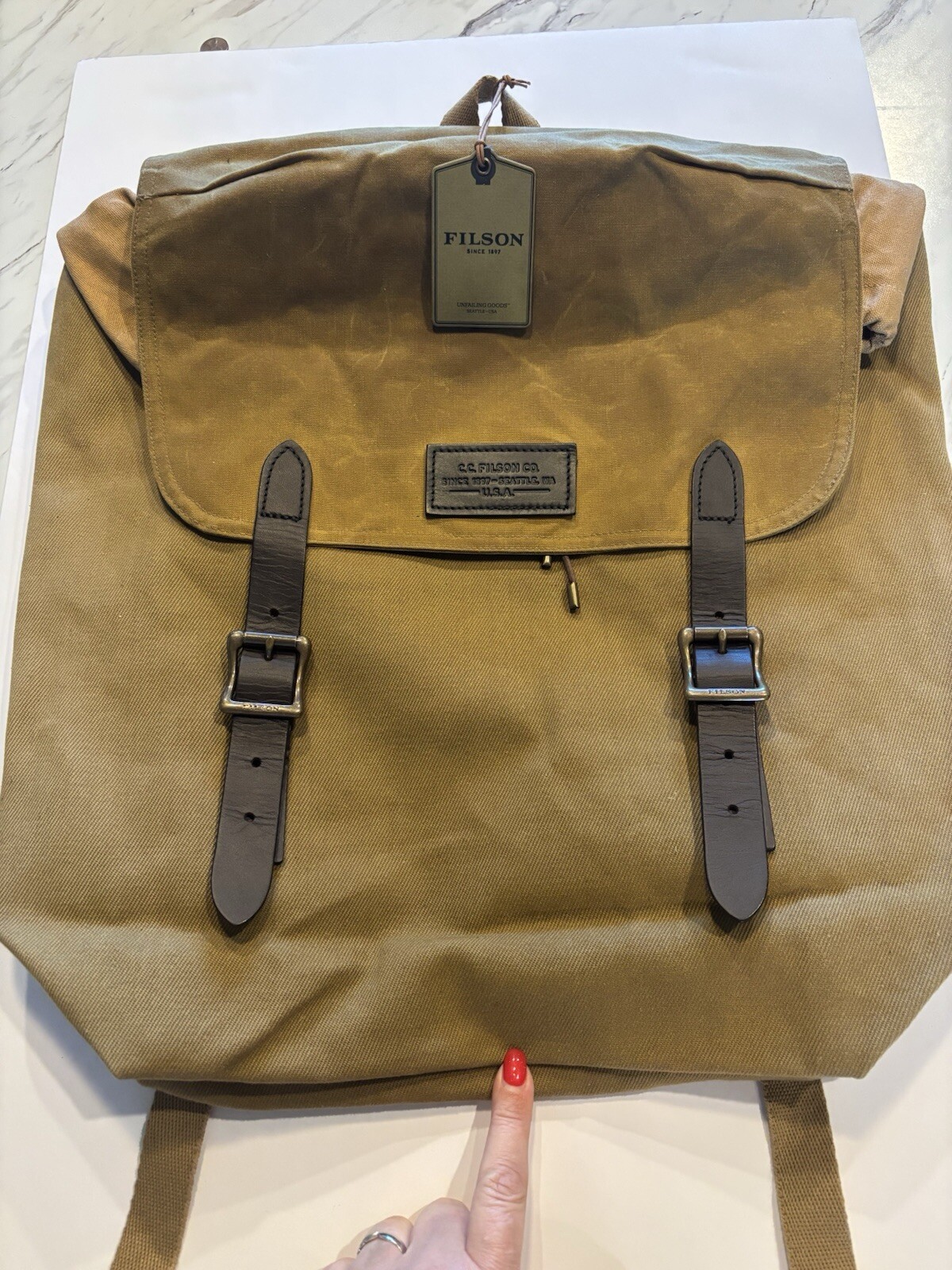Filson Ranger Backpack Tan Rugged Twill Canvas Tin Cloth and Leather ...