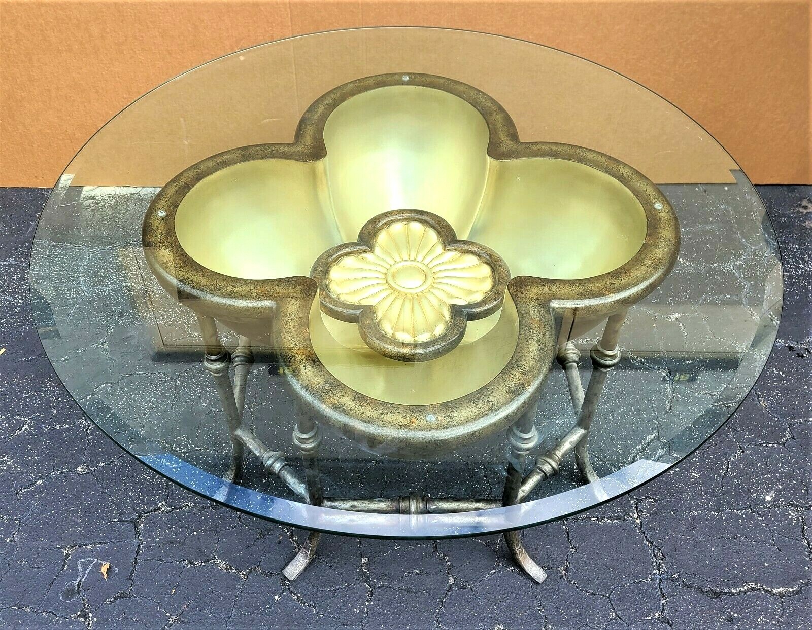 Lotus Flower Glass Top Indoor Outdoor Cocktail Side End Table 48" | eBay