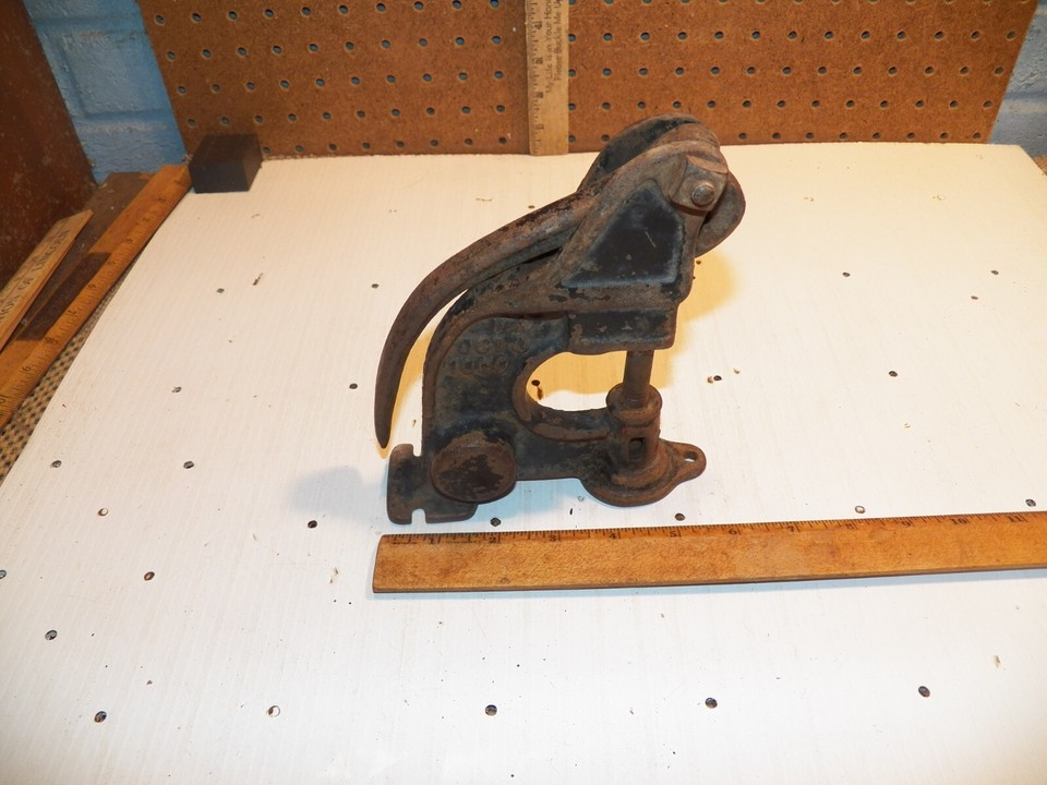 Vintage 1900s Cast Iron PONY Bench Mount Rivet Press Leather Punch Tool ...