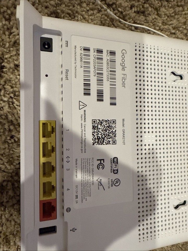 2023 Google Fiber GRAX210T Network Internet Router - WiFi 6 Certified ...