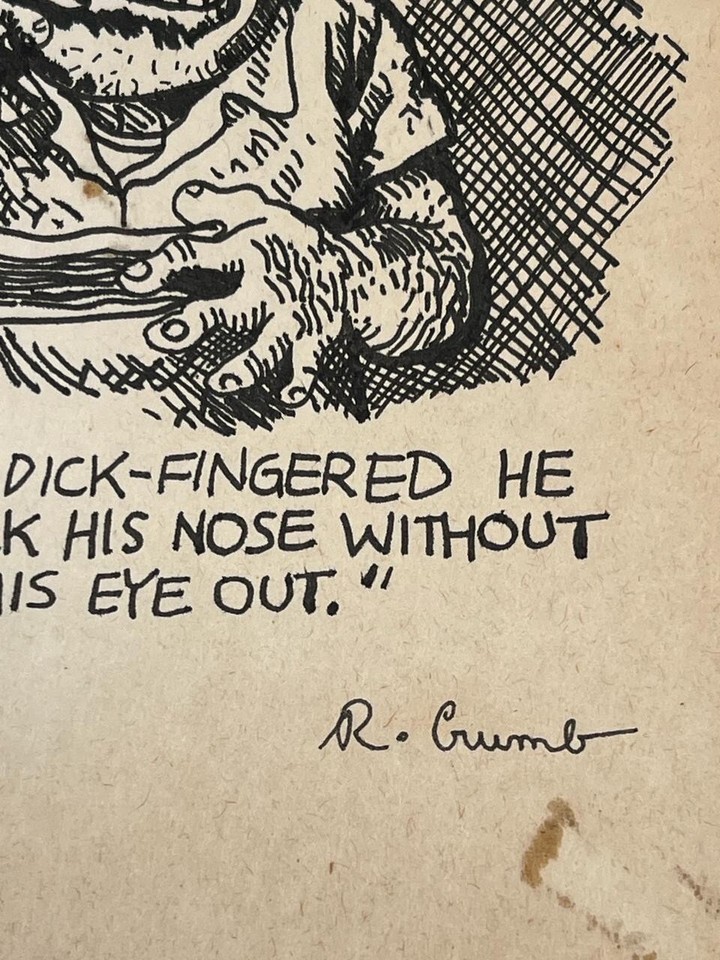 Robert Crumb (Handmade) Drawing On old Paper Signed & Stamped, Vtg Art ...