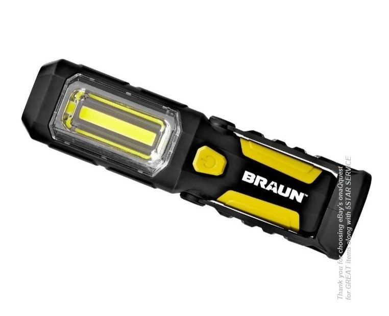 BRAUN 250 lumen WORKLIGHT Posable Magnetic 3Way LED Flashlight Home Job ...