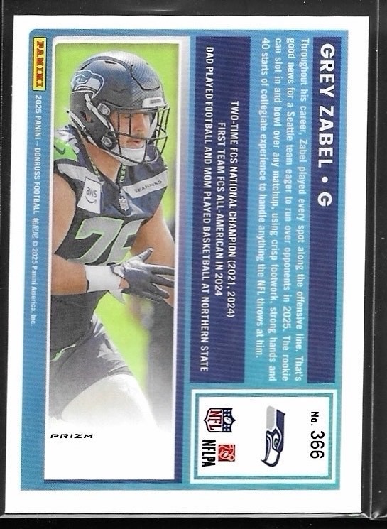 2025 Panini Donruss Rated Rookie Grey Zabel #366 Optic Preview Red ...