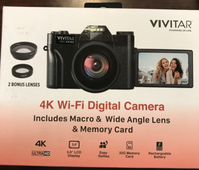 Vivitar Vec XX100 Point & Shoot Interchangeable Lens 4K Wi-Fi Digital ...