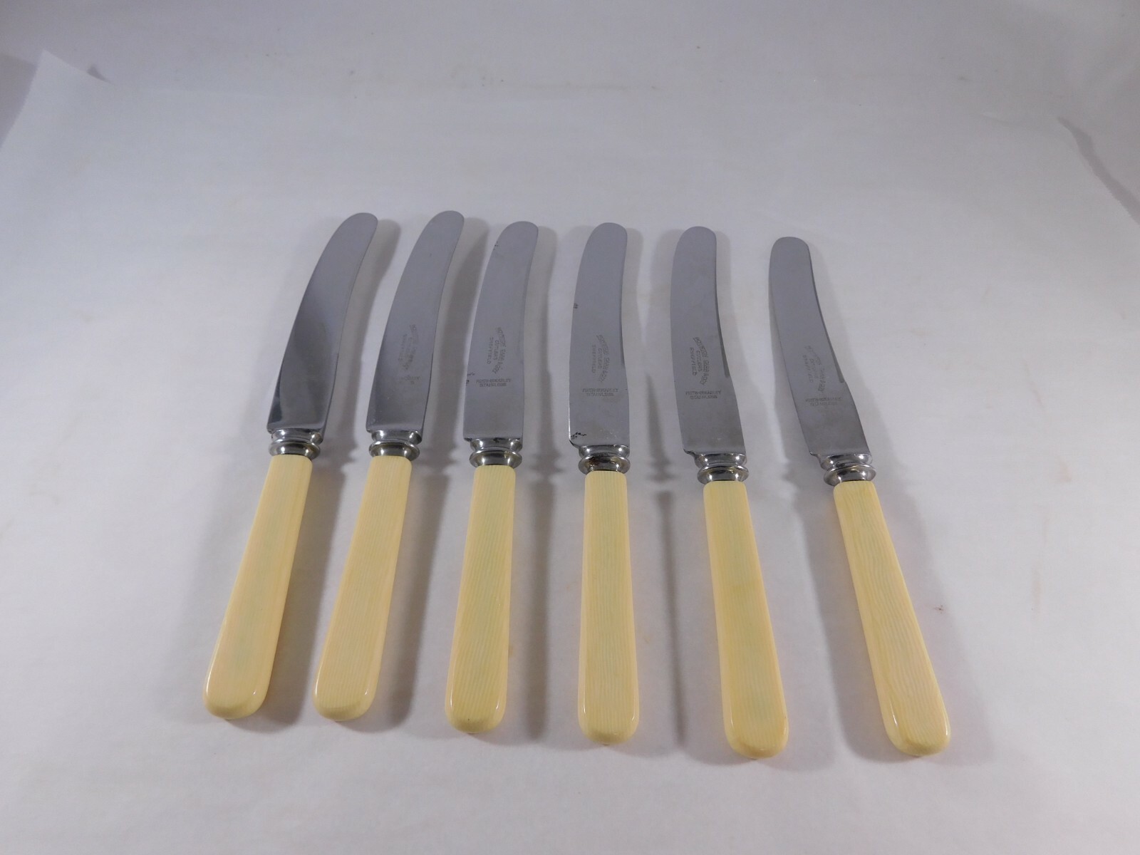 Vintage 6 Sheffield Royston Carr & Co Faux Bone Knives Firth-Brearley ...