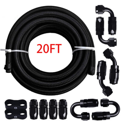 20FT 6AN 8AN 10AN 12AN CPE Braided Nylon Fuel Line Kit Fuel Hose End ...