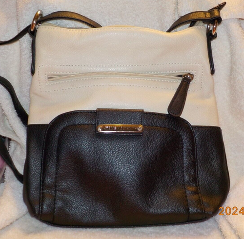 Stone Mountain Leather Black Off White Crossbody Handbag Purse Made in ...