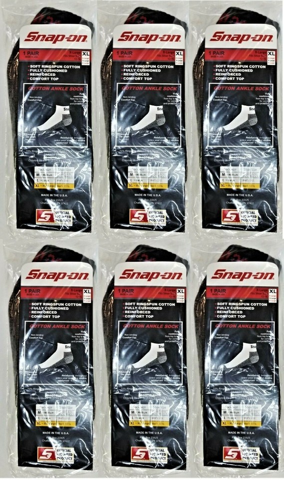 12 PAIRS Men's BLACK Snap-On Ankle Socks X-LARGE *FREE SHIP* MADE IN ...