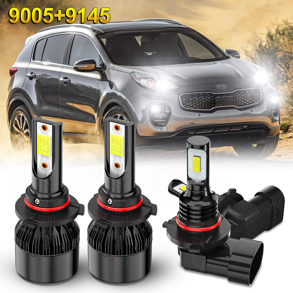 4pc LED Headlights + Fog Light Bulbs 6000K White For KIA SPORTAGE 2017 ...