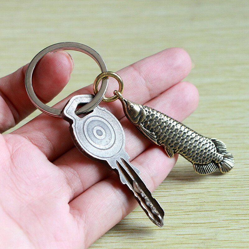 Retro Brass Fish Charms Pendant DIY Keychain Jewelry Home Decoration ...