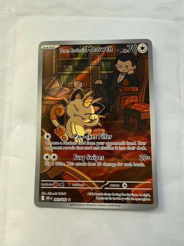 Pokémon TCG Destined Rivals Team Rockets Meowth Card 203/182 | eBay UK