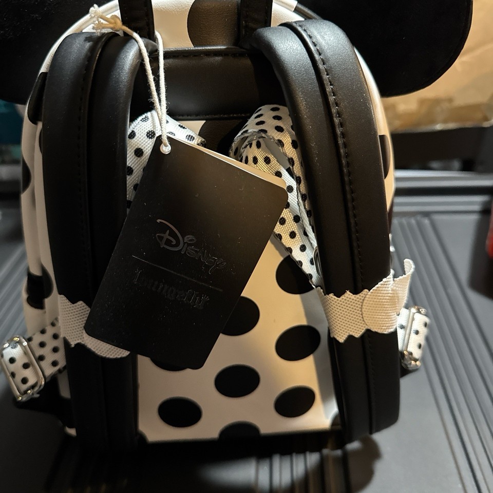 Loungefly Disney Minnie Mouse Polka Dot Pearl Mini Backpack Hard Tag ...