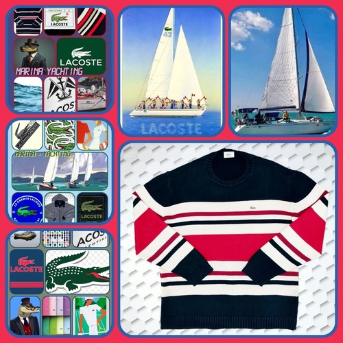 Lacoste Heritage Yachting Cable Knit Jumper 90s Basi Barcelona Vintage Size XXL | eBay UK