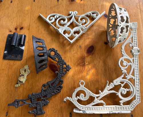 Antique Cast Iron Oil Lamp Brackets And Other Ironwork - Lot | eBay