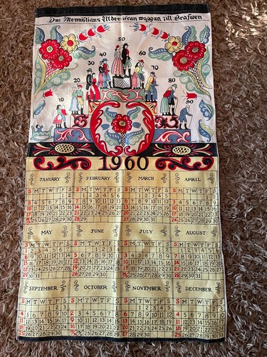 vintage Swedish linen 1960 calendar tea towel Mary Sarg 16"x27" | eBay