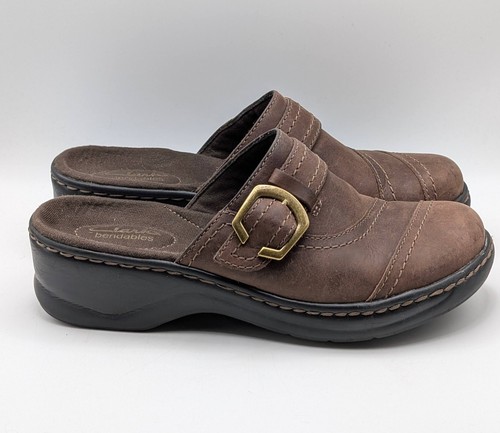 Clarks Clogs Slides Brown Leather Buckle Mules Women's Size 6M Shoes | eBay