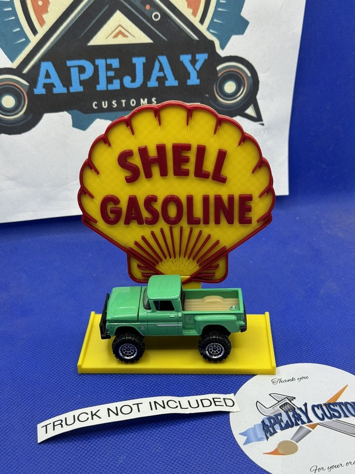 custom shell oil stand 1/64 diecast display Hot wheels Hw Matchbox m2 ...