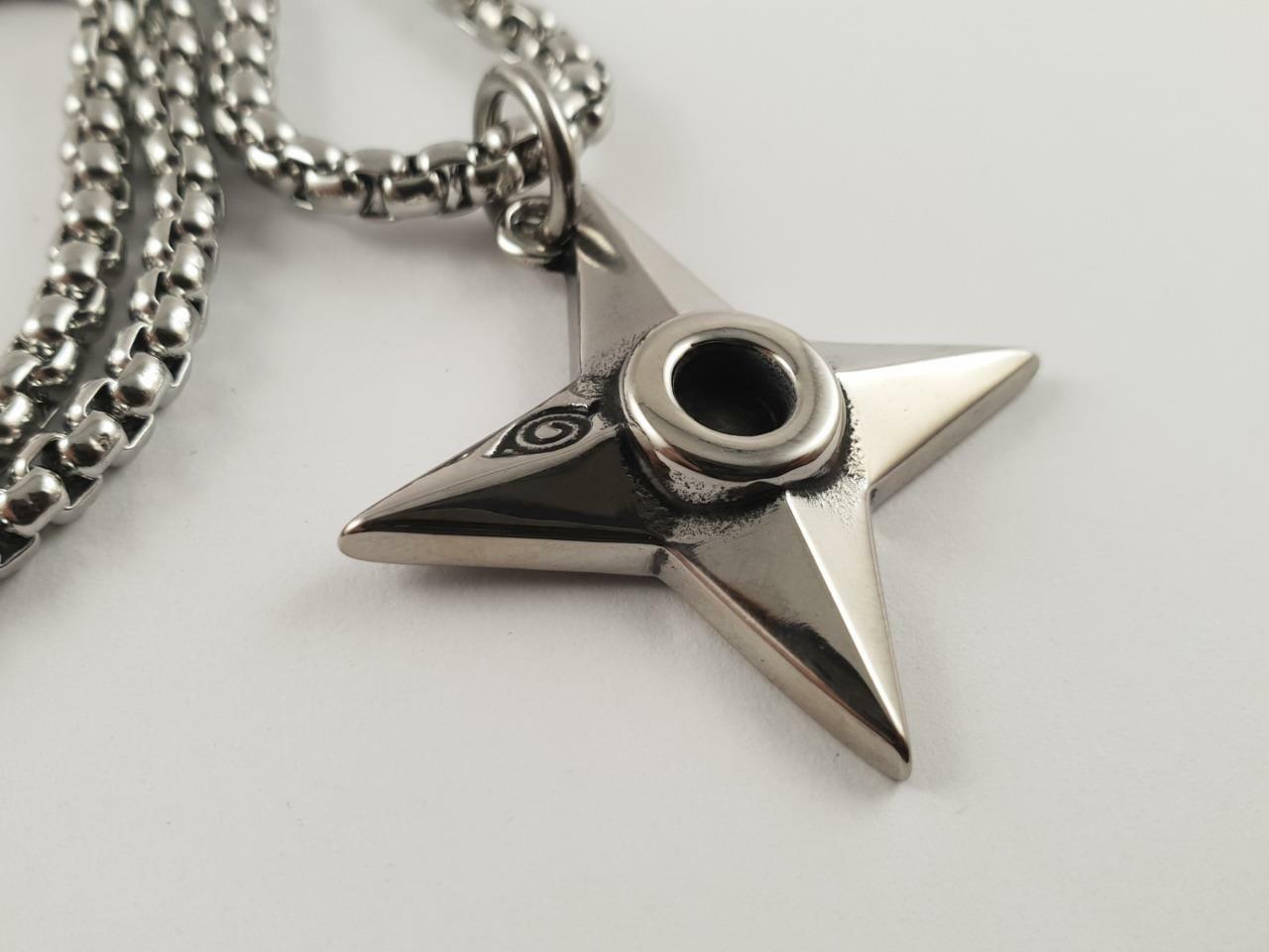Stainless Steel Ninja Star biker pendant and necklace chain Ninjitsu ...