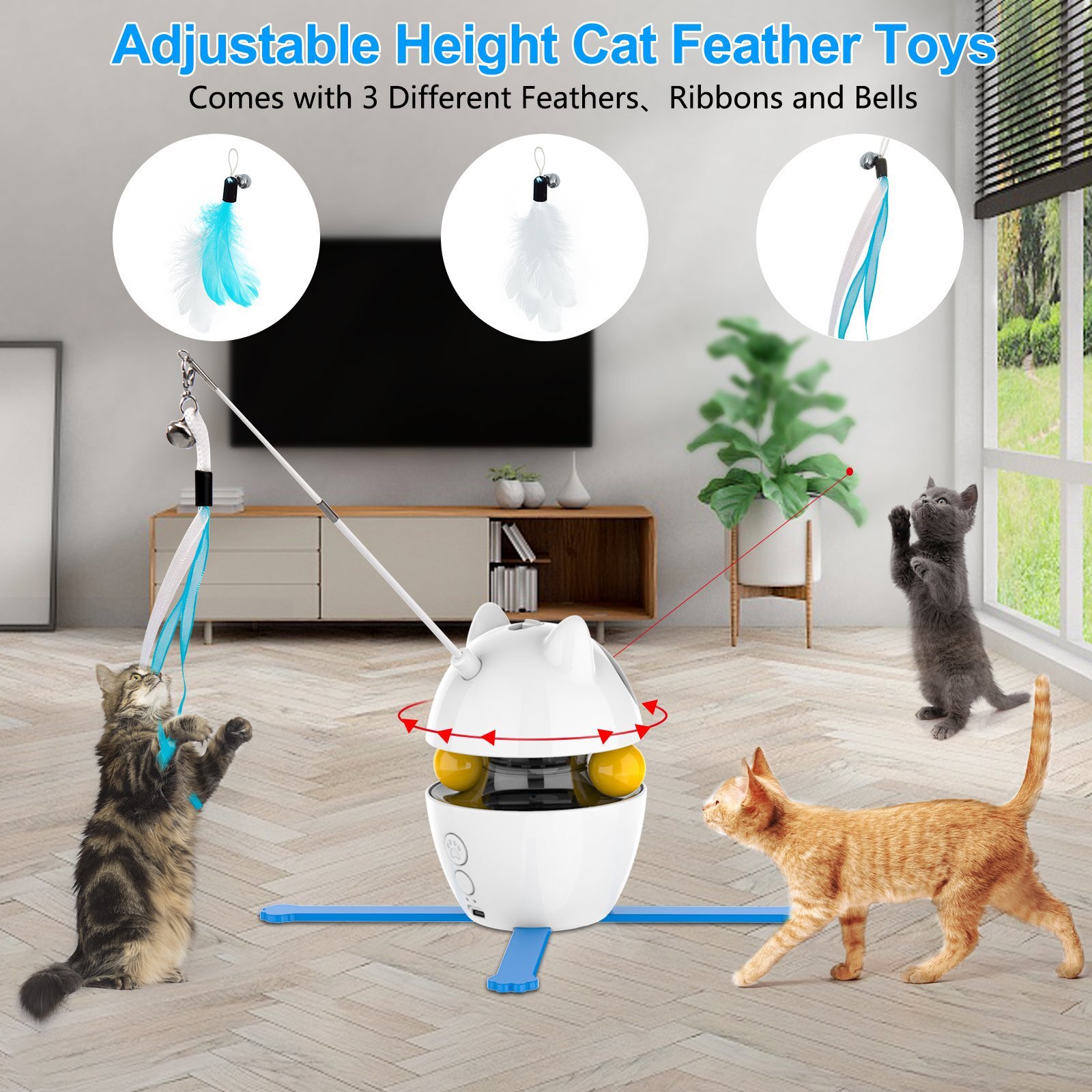 Automatic Cat Toys Interactive Pet Toys for Indoor Cats,USB Cat Teaser ...