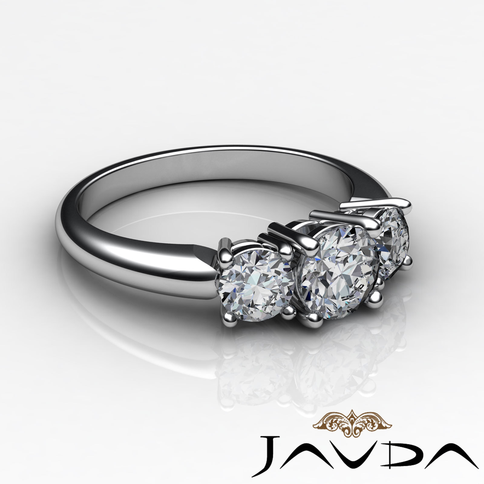 3 Stone Prong Setting Round Diamond Engagement Anniversary Ring GIA G ...