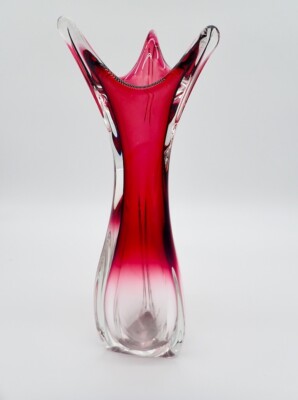 SIGNED CHALET ART GLASS - Large Raspberry Vase | eBay