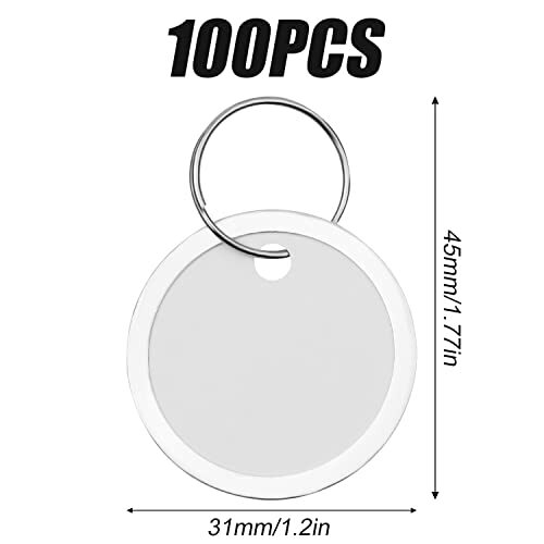 100pcs Metal Rim Key Tags, 1.22inch Round Paper Tags Blank Metal Tags ...