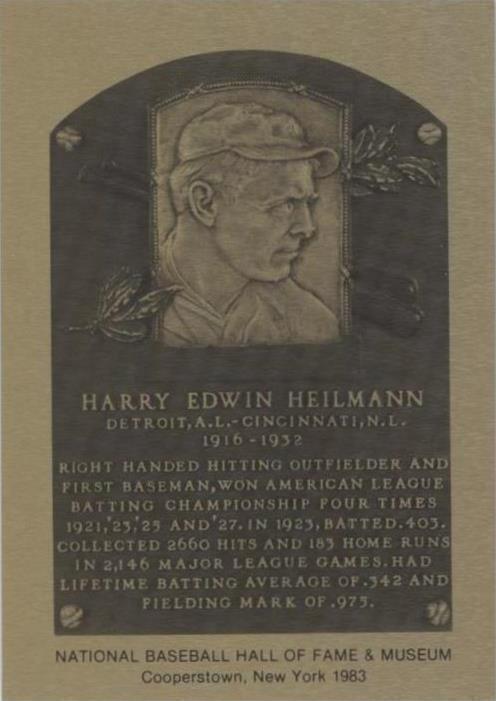 1981-89 Metallic Hall of Fame Plaques - 1983 Harry Heilmann for sale ...